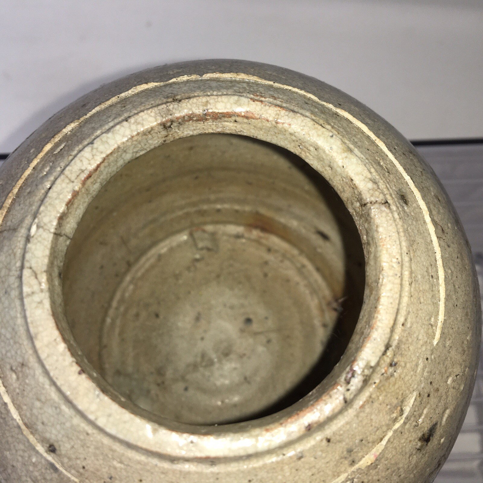 Fine Antique Chinese Gray Beige Glazed Pottery Ginger Jar Qing Ming ...