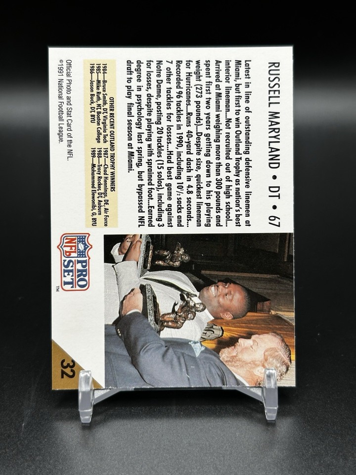 1991 Pro Set #32 Russell Maryland Miami Hurricanes Football Card | eBay
