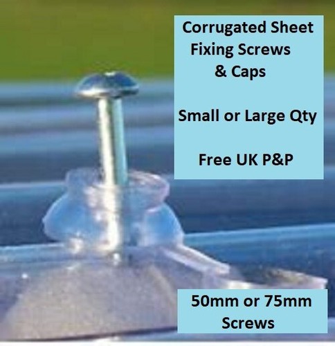 CORRUGATED Sheet Fixings Roofing Screws With Clear Caps Choose 50 or 75mm Screws | eBay UK