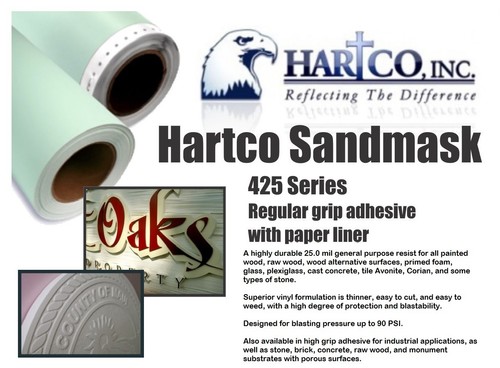 20" X 10 YDS 425 HARTCO SANDBLAST FILM FOR WOOD GLASS PLEXIGLASS TILE ...