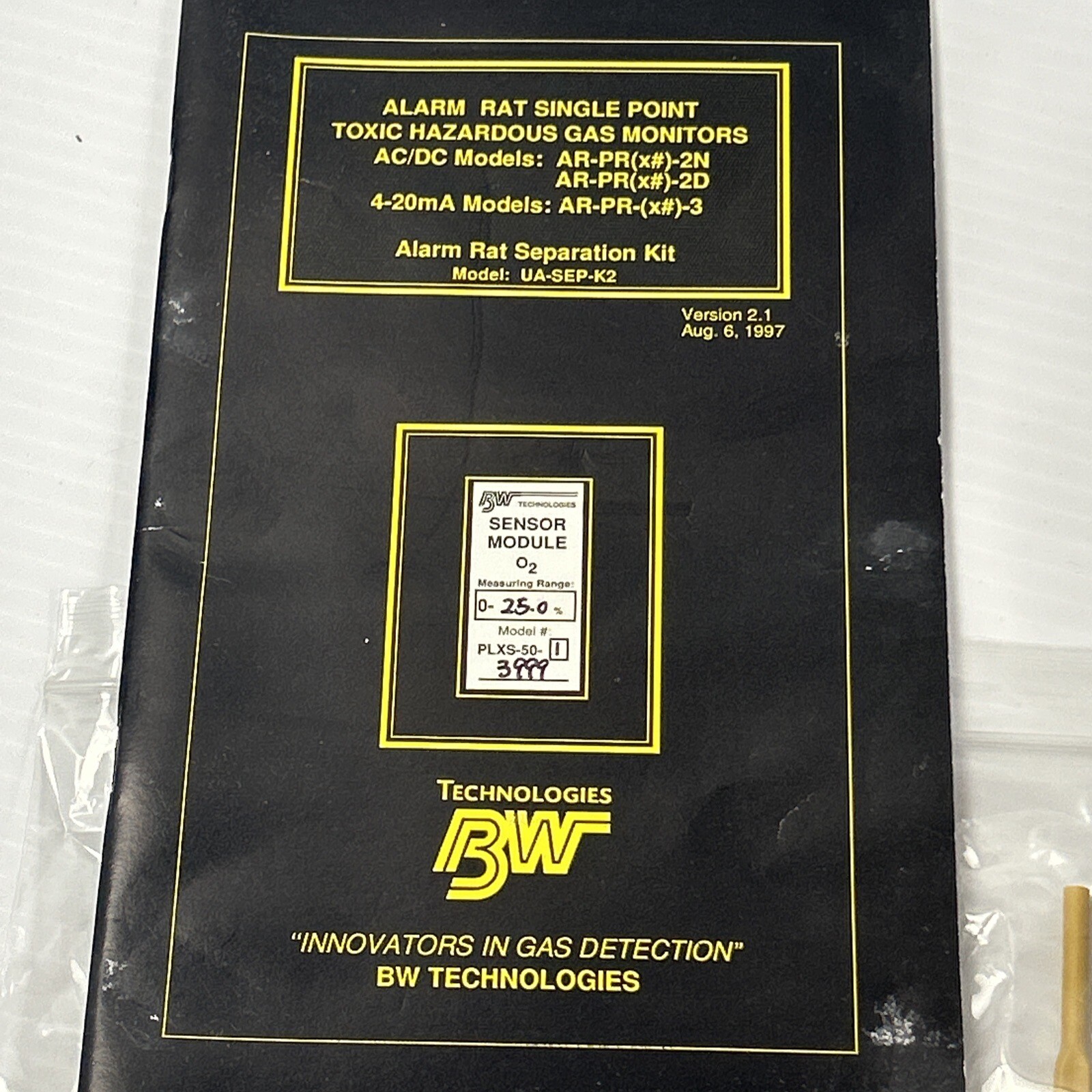 BW Technologies Alarm Rat H2 Single Point Hazardous Gas Monitor Part ...