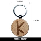 Letter K Uppercase Felt Marker Font Engraved Wood Round Keychain Tag ...