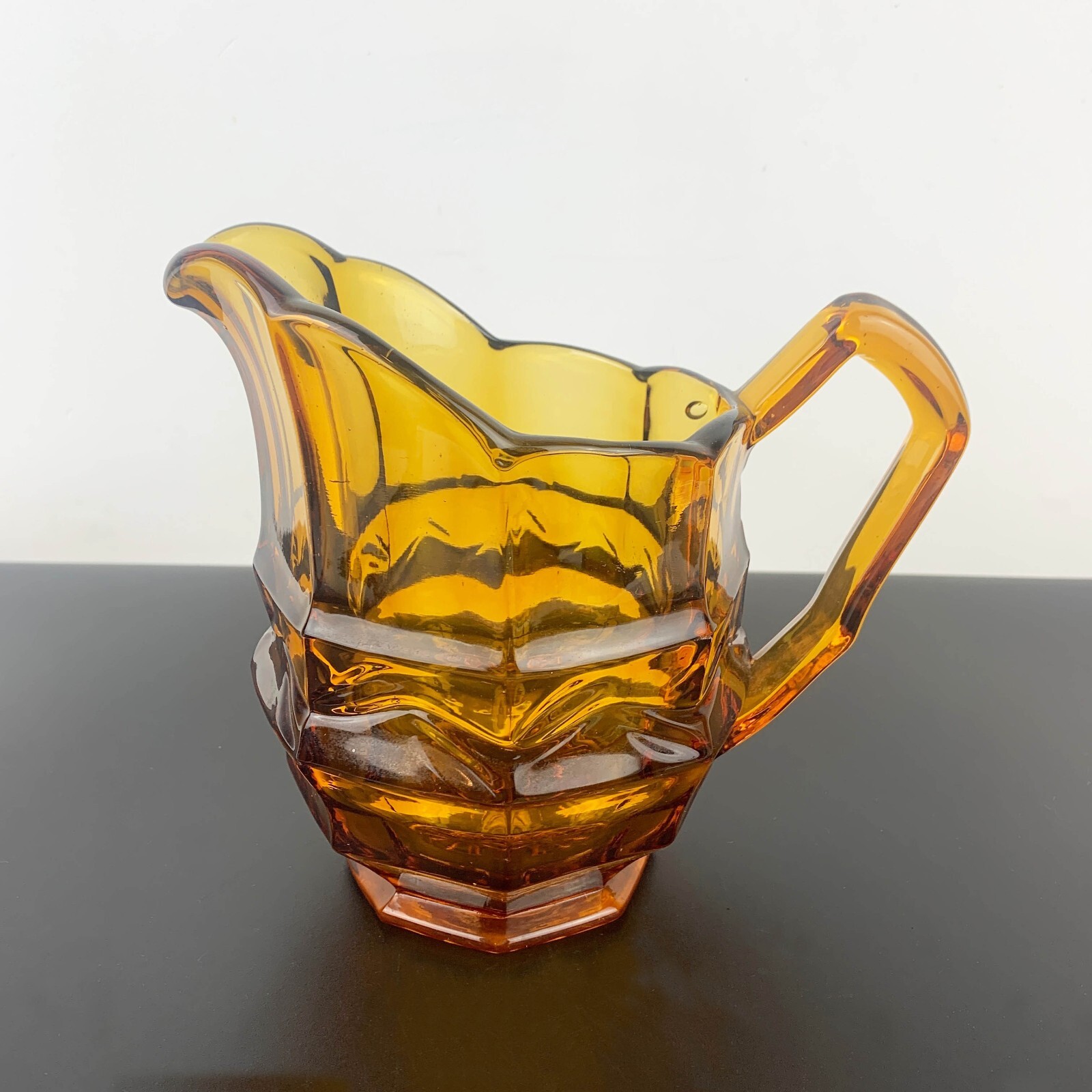 Art Deco style amber glass jug Mid century amber water pitcher ...