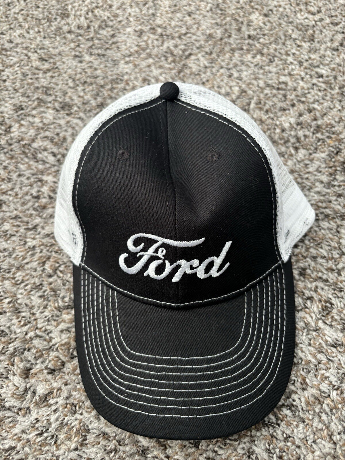Ford SnapBack Hat Black White Logo Mesh Back Trucker … - Gem