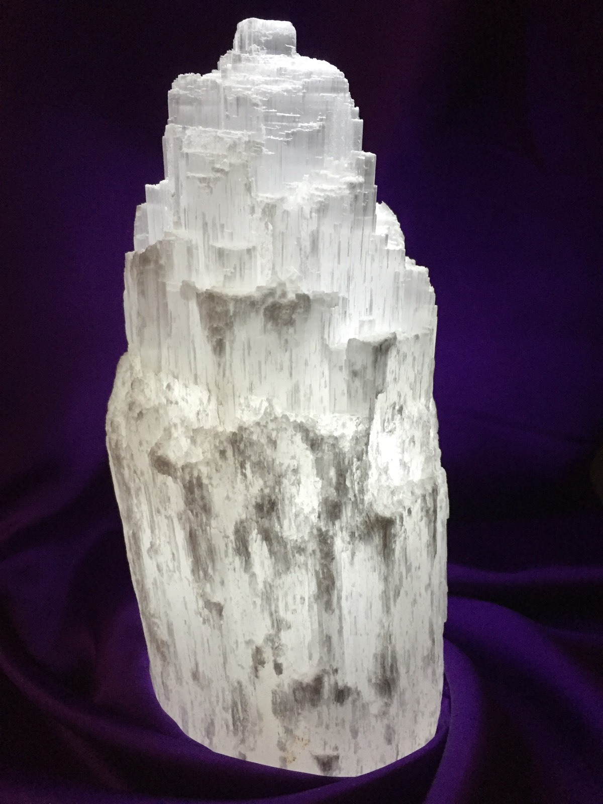 Medium Selenite Lamp And Cord LED White Selenite Tower Lamp Reiki Heal ...