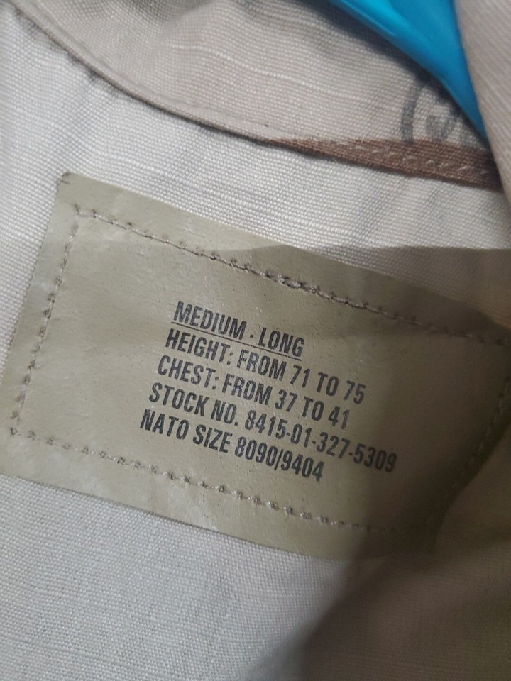 DCU Shirt/Coat Medium Long Desert Tri-Color Camo Cotton/Nylon USGI Army ...