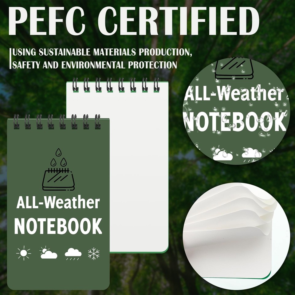 16 Pcs Waterproof Pocket Notebook 3 x 5 Small Notepads All Weather ...