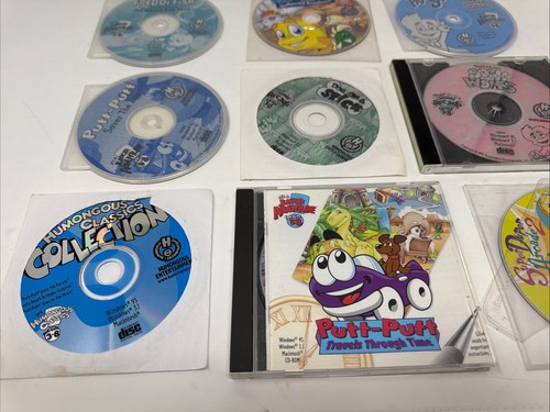 Lot (10) PC Games 90's Feddi Fish, Putt Putt, Pajama Sam Humongous ...