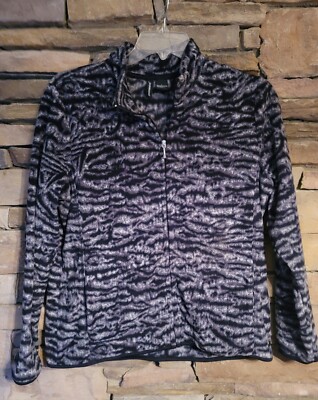 Jason Maxwell Full Zip Fleece Jacket Women’s Size L Black & White EUC ...