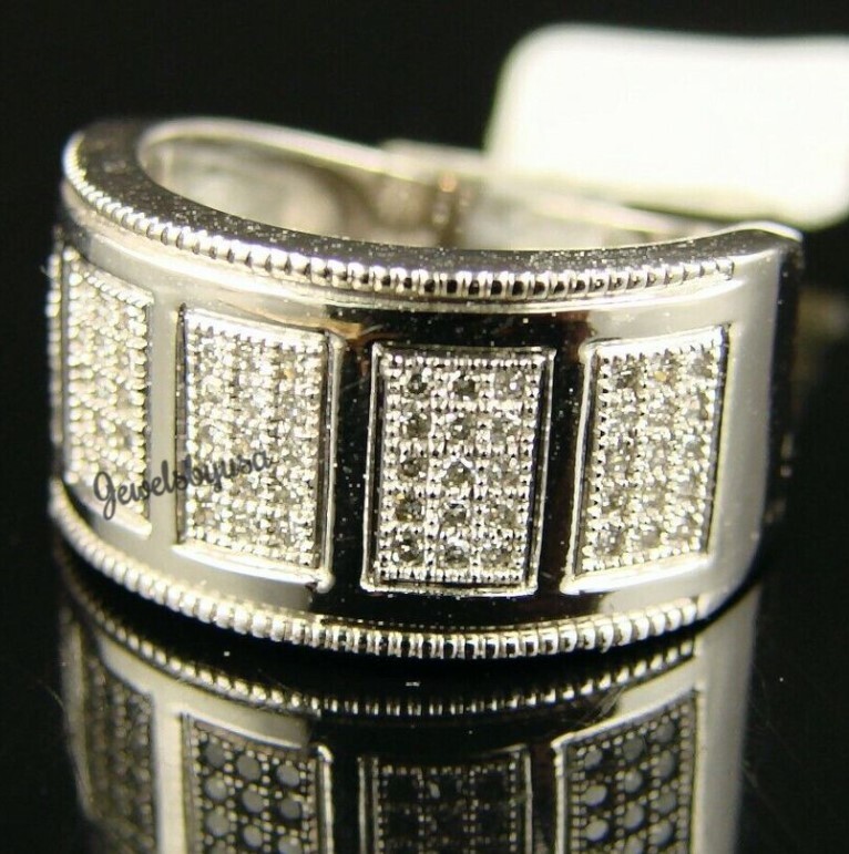 Men's 2.1 Ct Genuine D/VVS Moissanite Pinky Ring 14k White Gold Plated ...