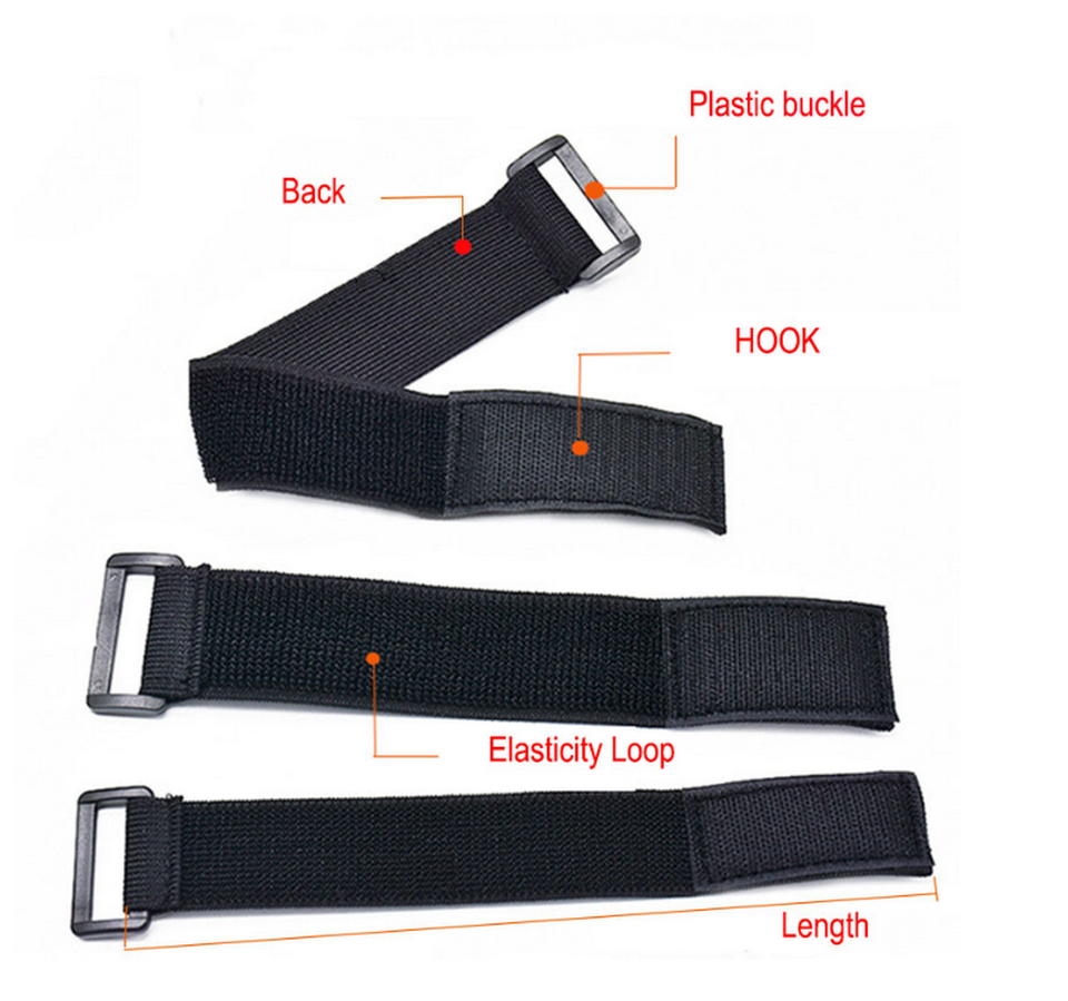Hook and Loop Elastic Fastener Cable Strap Ties Black Nylon Choose your ...