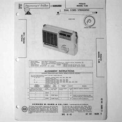 Philco Model T-88 Portable Transistor Radio - SAMS Photofact ™ 1962 New ...