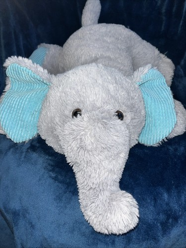 Dan Dee 13" Gray Elephant Plush w/ Aqua Blue Ears, Sensory Squares | eBay