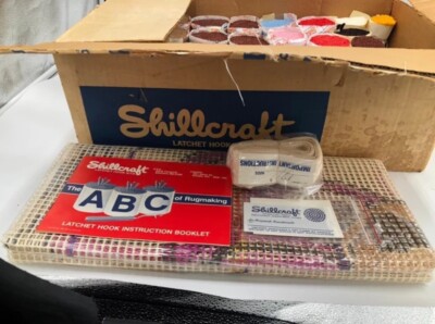 Vintage shillcraft 100% wool rag making kit #235 45”x45” Latch Hook Kit ...