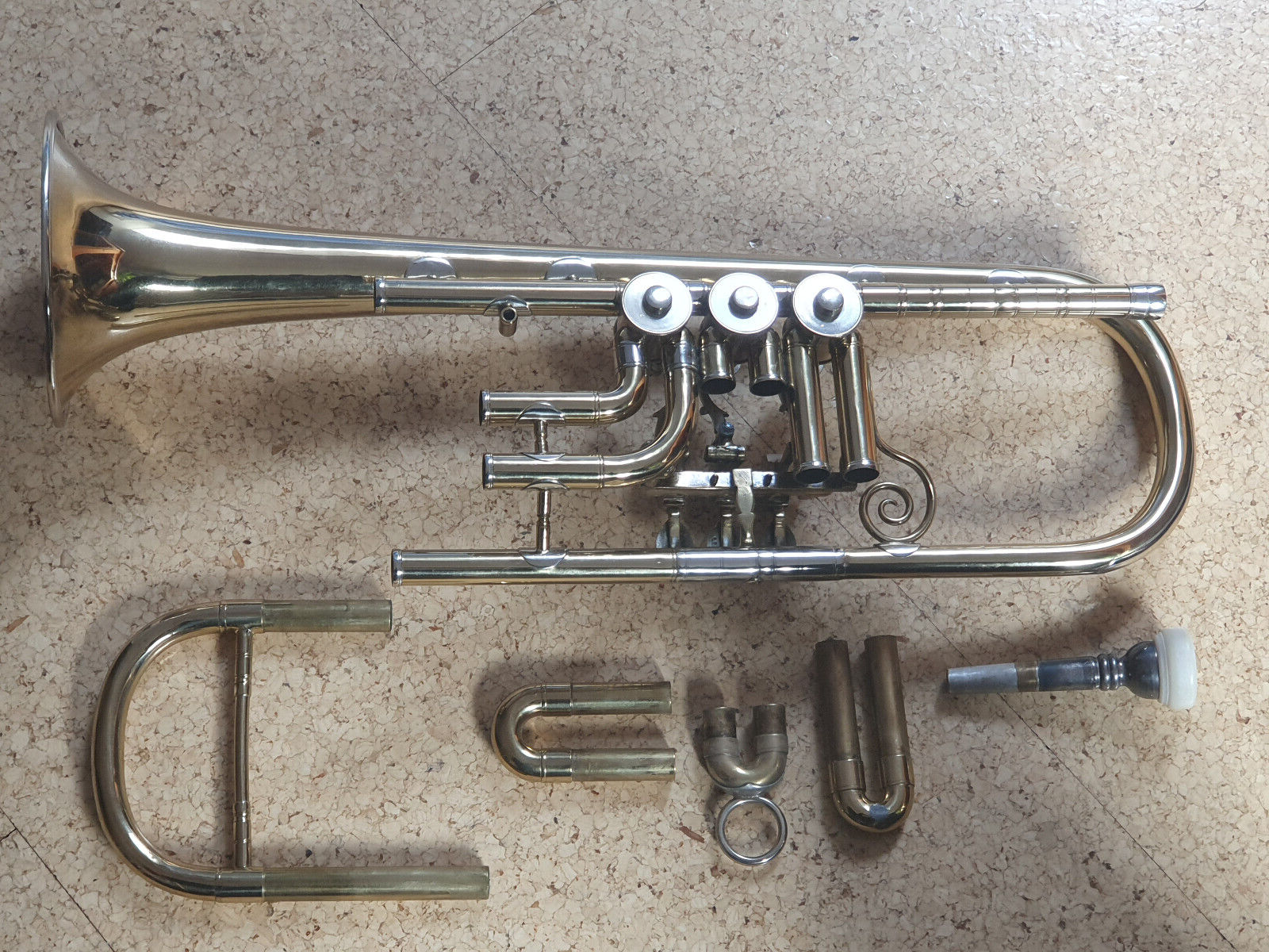 Beautiful old & rare trumpet, high pitch? "Heckel snake", octogonal ...