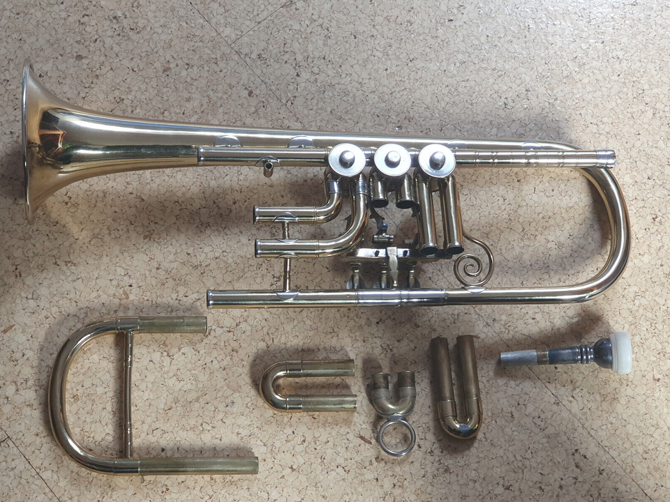 Beautiful old & rare trumpet, high pitch? "Heckel snake", octogonal ...