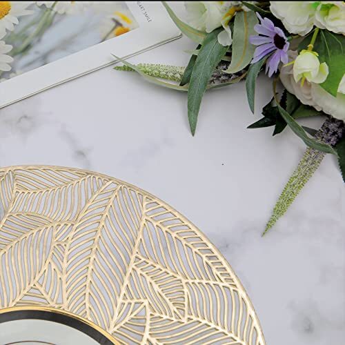 Set of 6 Gold Metallic Pressed Vinyl Dining Table Mats for Holiday ...