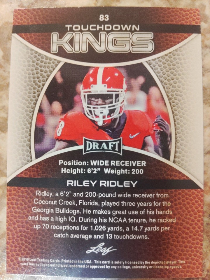 2019 Leaf Draft - Touchdown Kings #83 Riley Ridley (RC) | eBay
