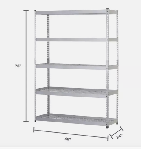 5-Tier Heavy Duty Steel Garage Storage Shelving Unit in Silver (48"WX78 ...