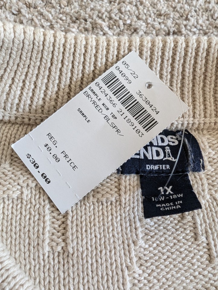 Lands End sweater drifter holiday tree pine cream ivory womens plus 1X ...