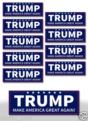 TRUMP mini bumper stickers 10pack President election campaign BLUE 3 ...