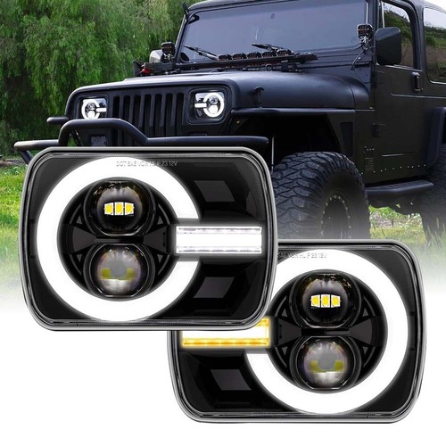 7x5 7x6 Rectangle LED Hi-Lo Beam Headlights for Jeep Cherokee XJ YJ ...