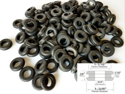 25-Pack of Rubber Grommet Bushings, 3/4" ID, 1/16" Groove, Fits 1-1/16 ...