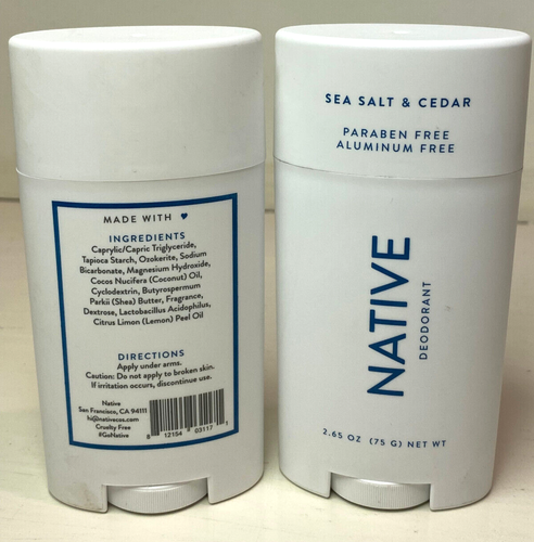 Lot 2~Native Natural Deodorant ~ Sea Salt & Cedar ~aluminum & Paraben ...