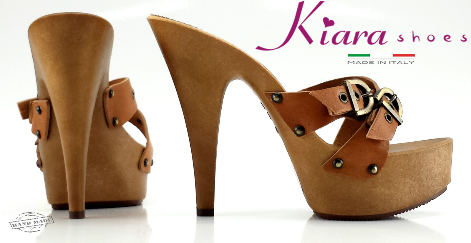 Clogs -leather Wooden Shoes Made IN Italy From 35 Al 42 - Heel 13-K9330 ...