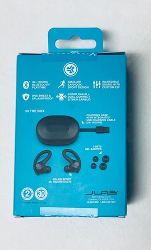 JLab Go Air Sport True Wireless Bluetooth Earbuds with Charging Case ...