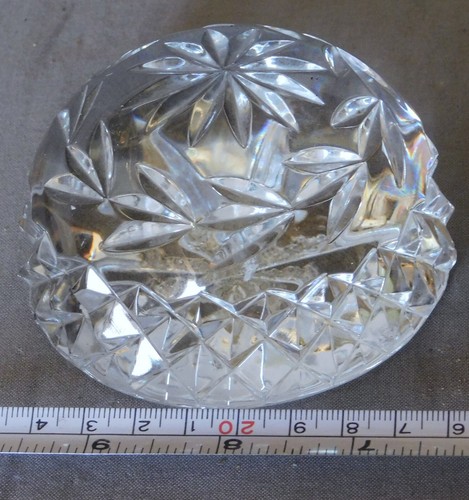 Vintage cut crystal glass paperweight flower foliage Galway Irish half ...