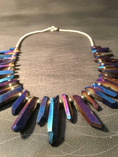 Handmade Raw Natural Titanium Blue Iridescent Quartz Crystal Gemstone ...