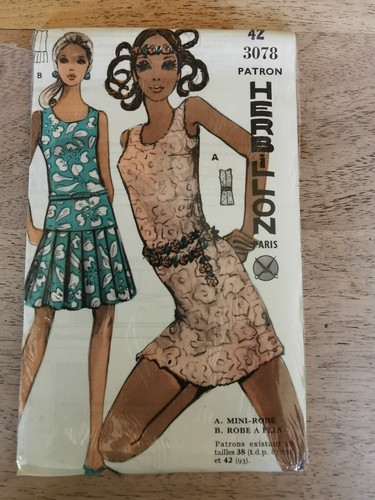 3078 PATRON HERBILLON VINTAGE FRENCH PATTERN 1960/70 ROBE A PLIS & MINI ...