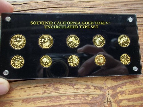 SOUVENIR CALIFORNIA GOLD TOKENS UNCIRCULATED TYPE SET 10 COINS IN CASE ...