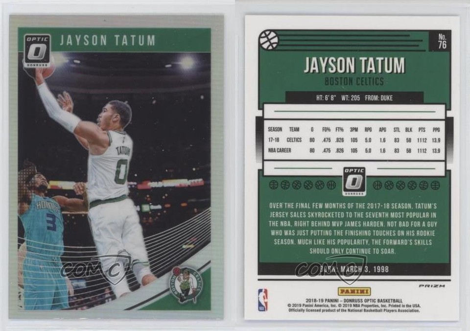 2018-19 Panini Donruss Optic Holo Prizm Jayson Tatum #76 0g27 | eBay