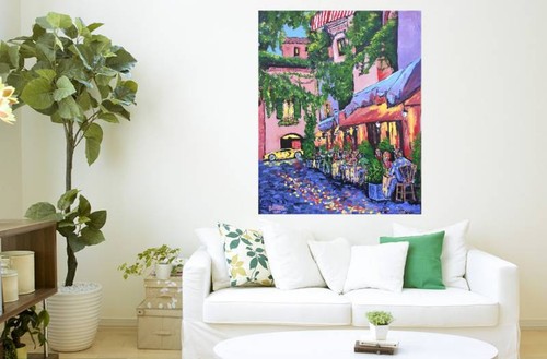 CAFE WINE Original Fine Art PAINTING DAN BYL Contemporary Modern Huge ...