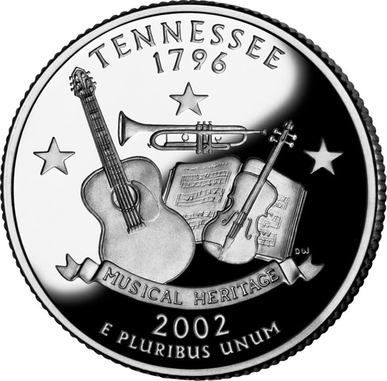 2002 P Tennessee State Quarter Cent Coin US Mint 25 Cents Musical ...