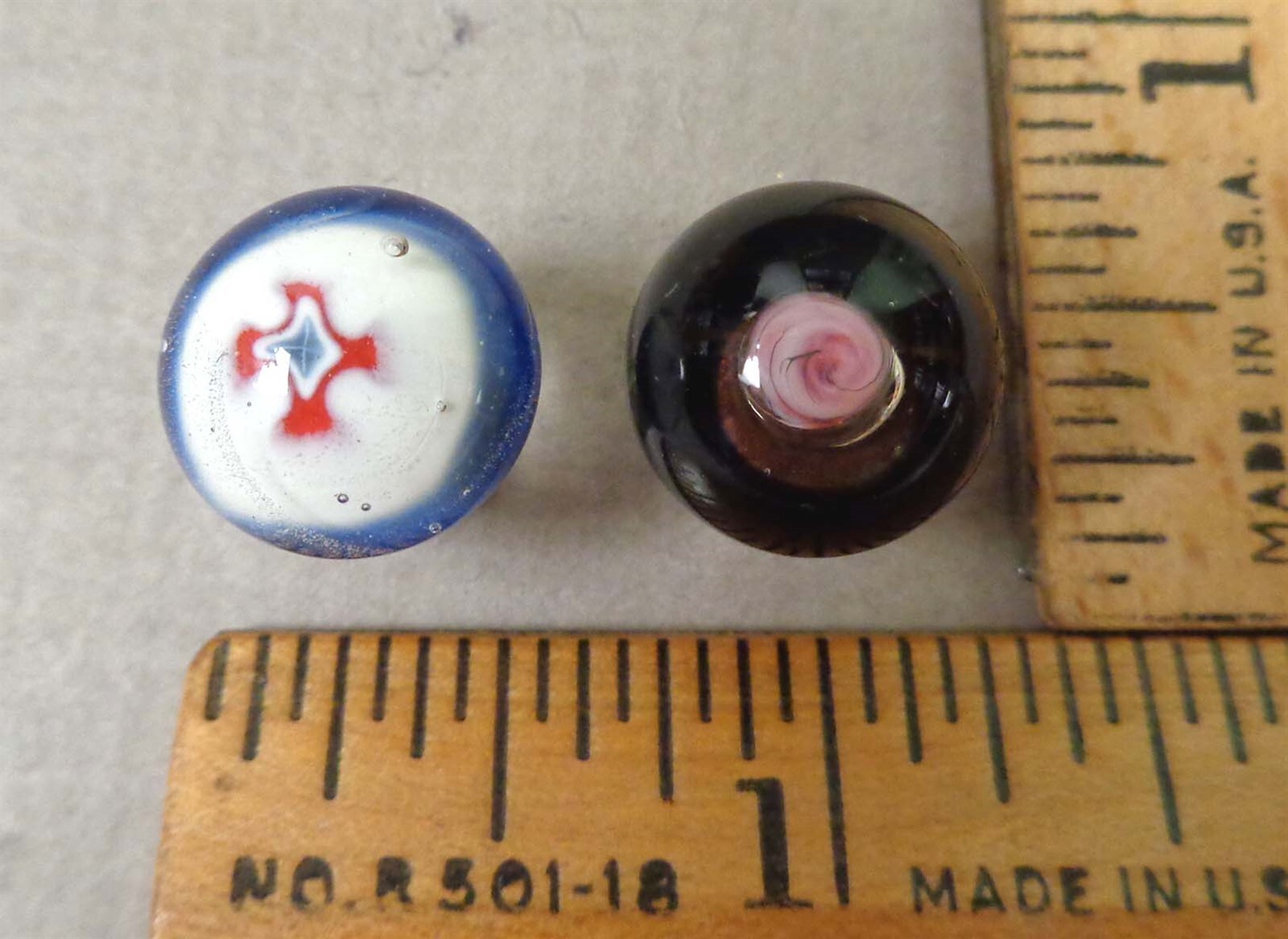 LOT of 2 Glass Paperweight BUTTONS #3, Great Colorful Designs: Rose ...