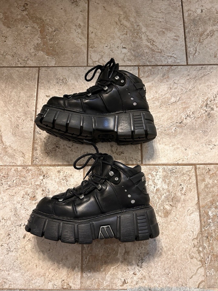 NEW ROCK Ankle Boots M-106-S29 Platform Shoe Black | eBay