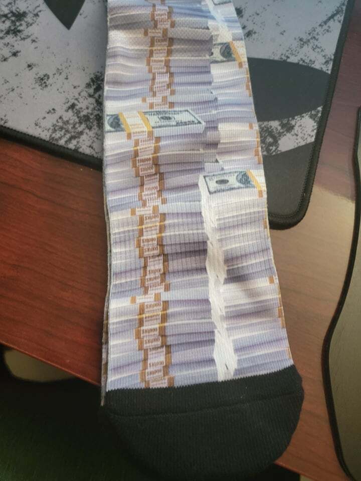 money socks stacks of one hundreds new attract money 6-12 unisex ...
