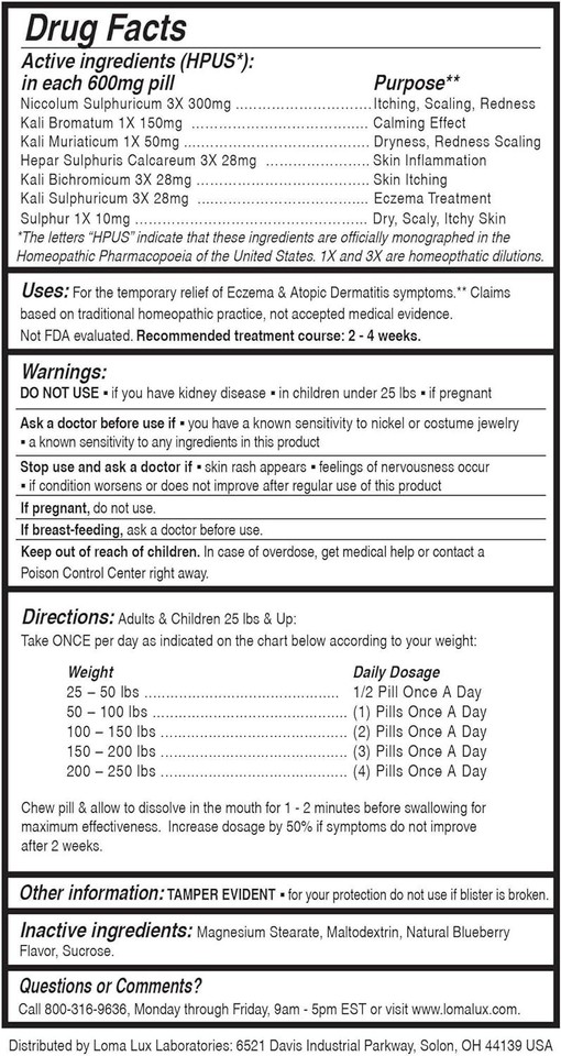 Eczema Relief Pill - Dermatologist Developed - Natural Minerals - 60 ...