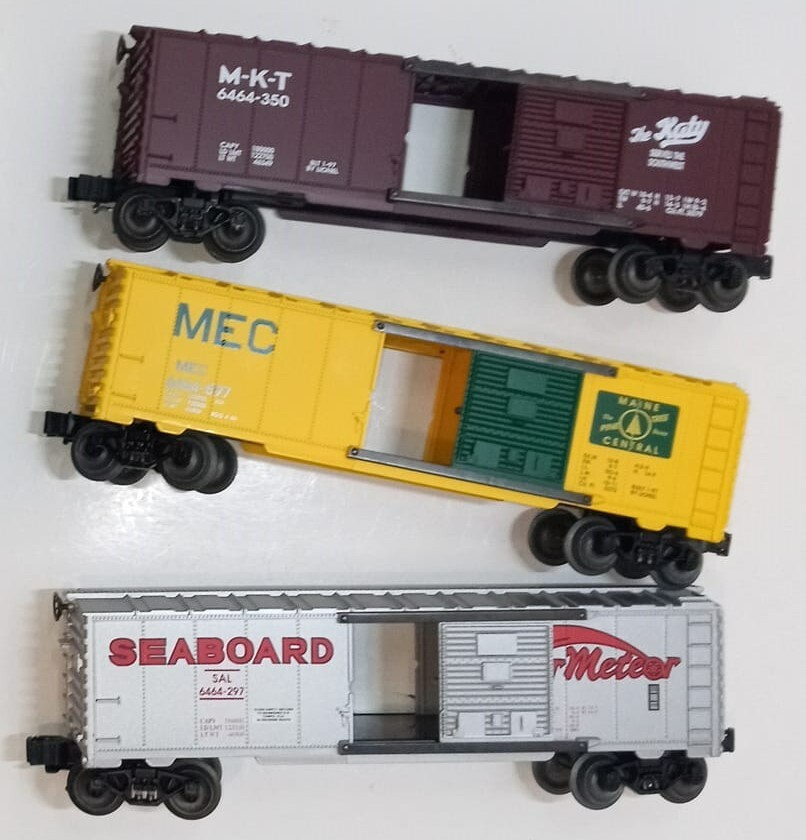 5-Lionel Trains Box Cars 6464-297, 6464-597, 6464-350 with Boxes Used ...