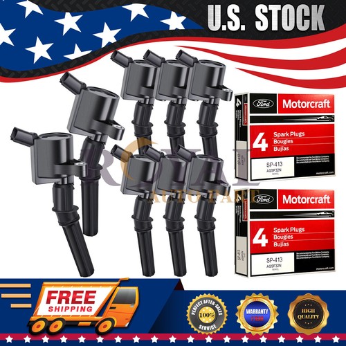Ignition Coils DG508 & Motorcraft Spark Plugs SP413 for Ford F-150 ...