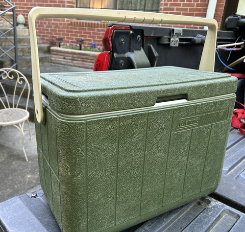 Vintage Coleman Hard Plastic Camping Cooler Avocado Green Model 5277 28 ...