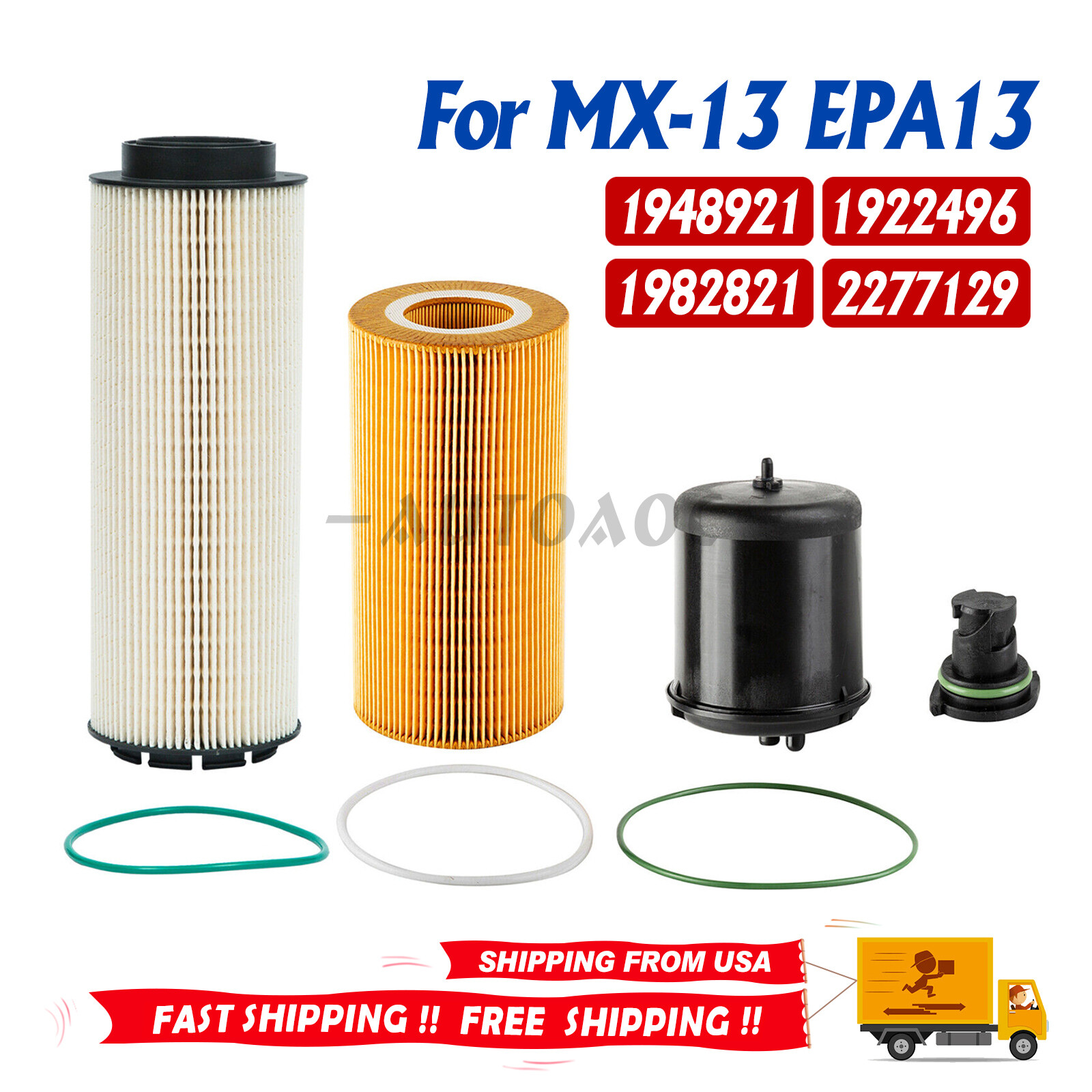 Engine Oil & Fuel Filter Kit 1922496 2234788 2277129 Fits for MX-13 K37 ...