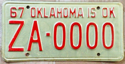 License Plate - Oklahoma 1967 Sample | eBay