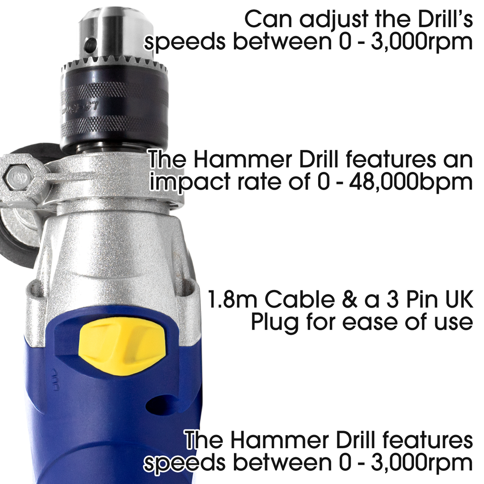 Heavy Duty 240V Corded Electric Hammer Impact Power Drill 1050W Skotek ...