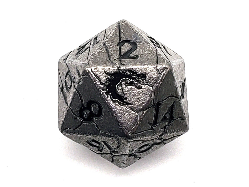 Old School DnD RPG Metal D20: Orc Forged - Ancient Silver w/ Black | eBay