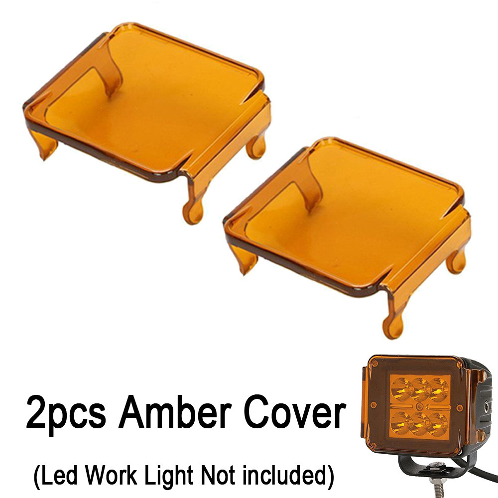 2x Amber LED Work Light Off Road Lens Cover for 3x3"INCH 16W 24W Square ...