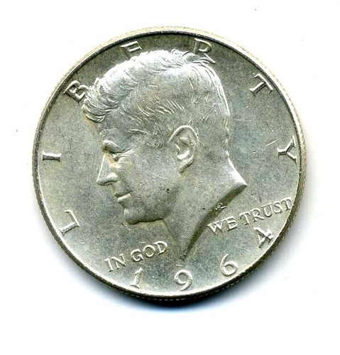 1964 P JFK JON KENNEDY Half Dollar US 90% Silver 50 Cent FACE U.S Coin ...